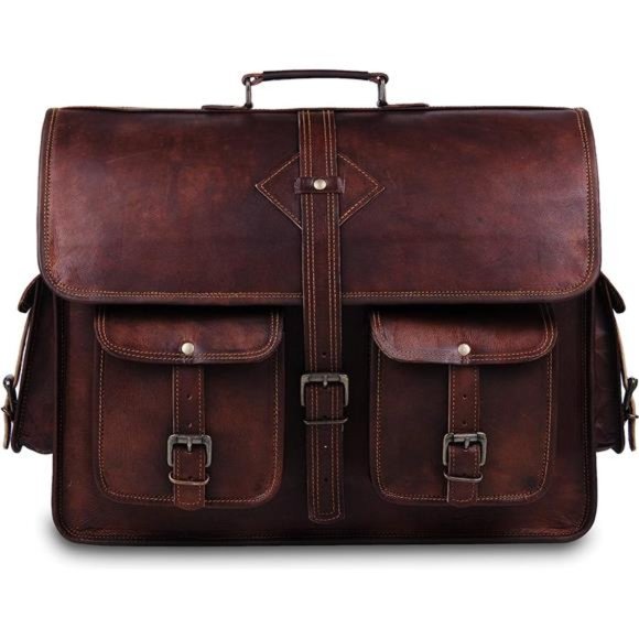 Bags | Vintage Laptop Bag For Men Full Grain Large Leather Messenger ...